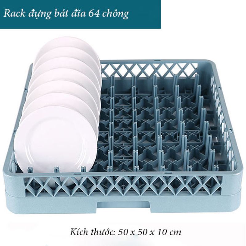 Rack đựng bát đĩa nhựa - rack 25, 64 chống dùng được máy rửa bát