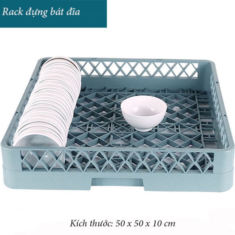 Rack đựng bát đĩa nhựa - rack 25, 64 chống dùng được máy rửa bát