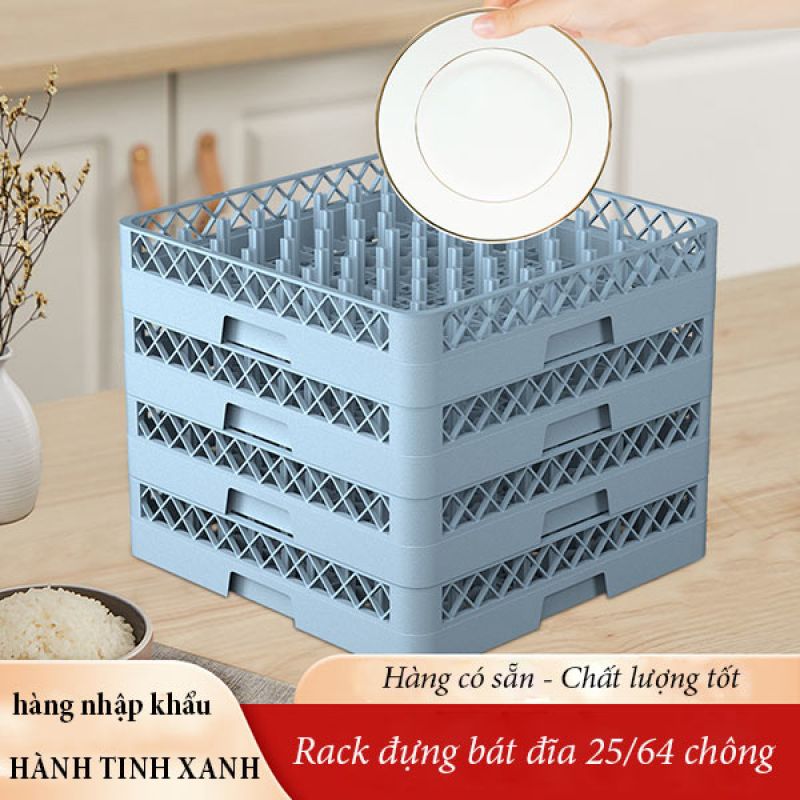 Rack đựng bát đĩa nhựa - rack 25, 64 chống dùng được máy rửa bát
