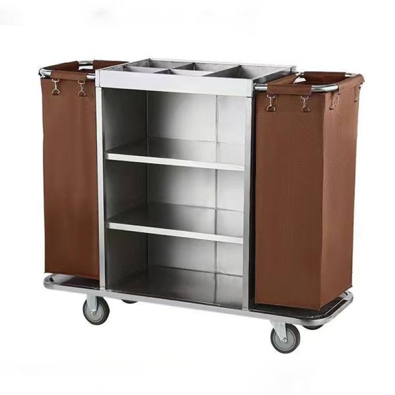 Xe trolley làm buồng khung inox 2 túi vải cỡ lớn